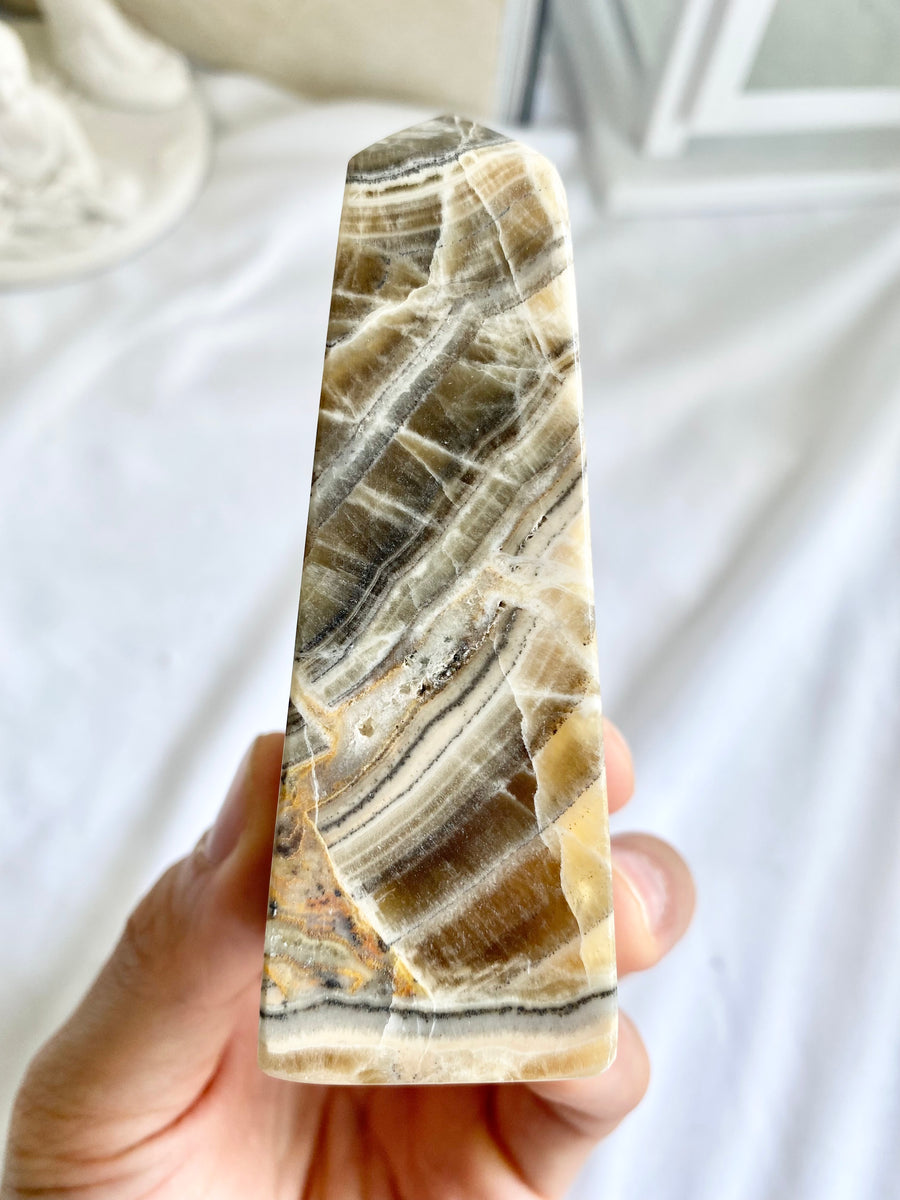 Bumblebee Calcite Obelisk #9 – GURU CRYSTALS
