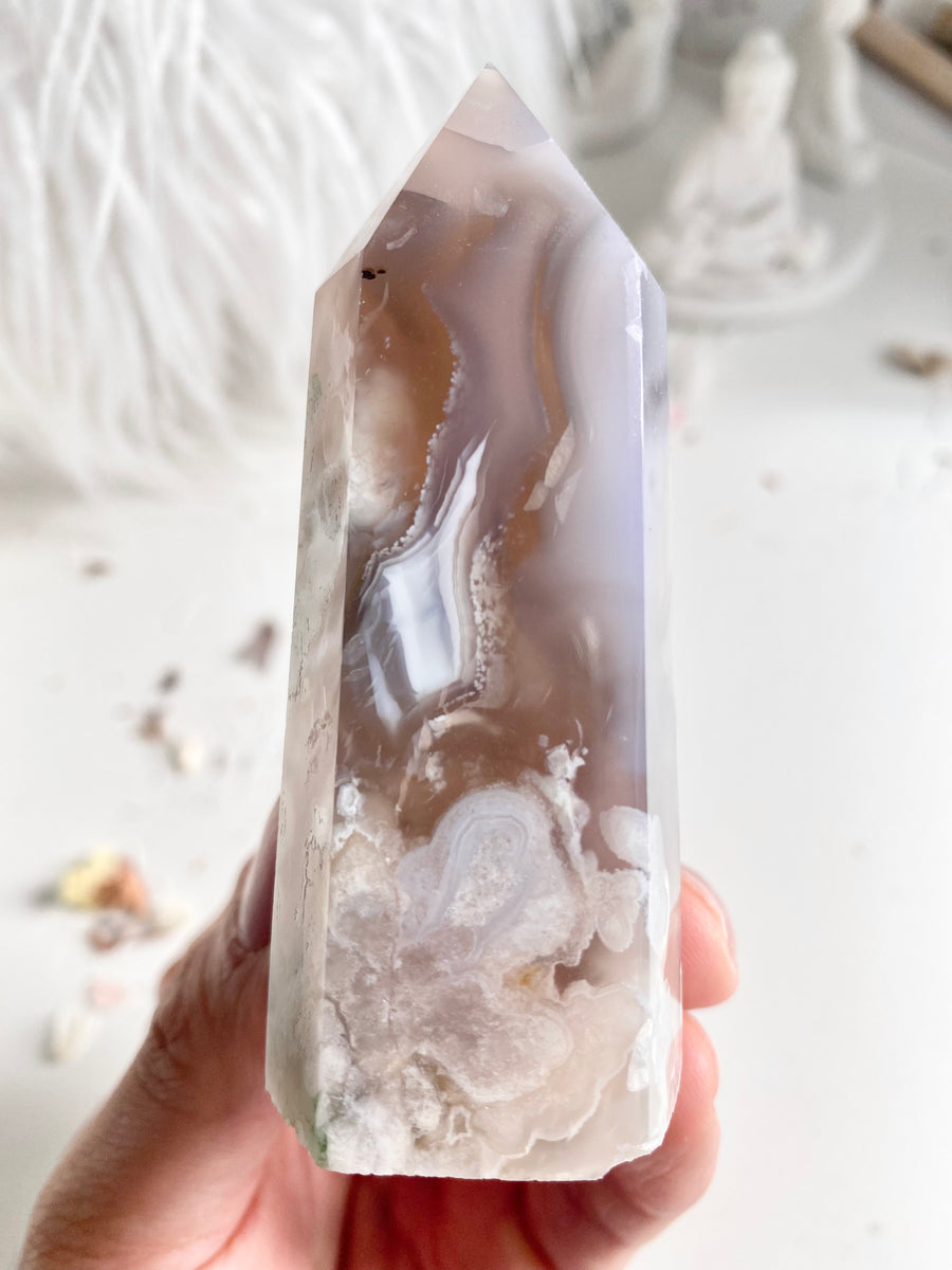 Flower Agate Point #26 – GURU CRYSTALS