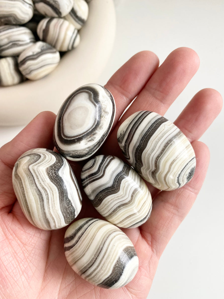 Zebra Calcite Tumbled – GURU CRYSTALS